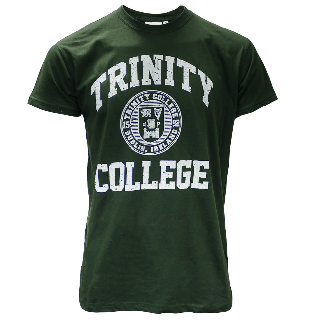 TRIN1019 - BOTTLE GREEN TRINITY COLLEGE CREST T-SHIRT – Trinity Gift Shop