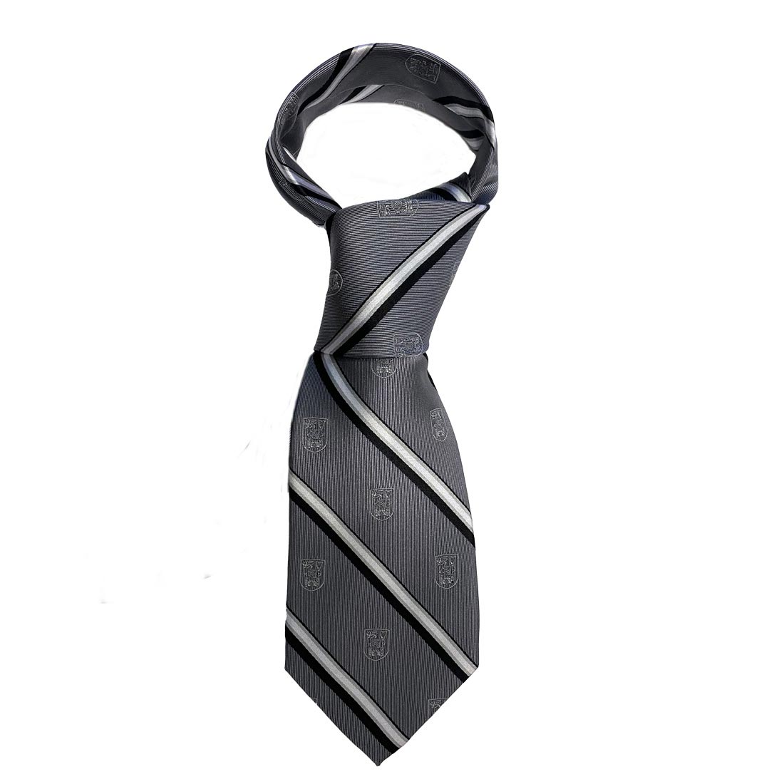 GREY TRINITY CREST STRIPE SILK TIE – Trinity Gift Shop